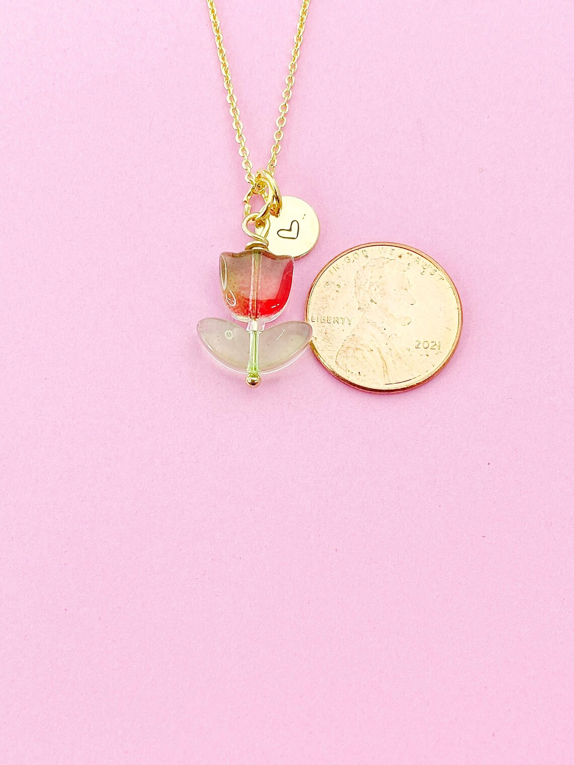Gold Red Tulip Necklace, Tulip Charm, Gardening Gifts, Personized ...
