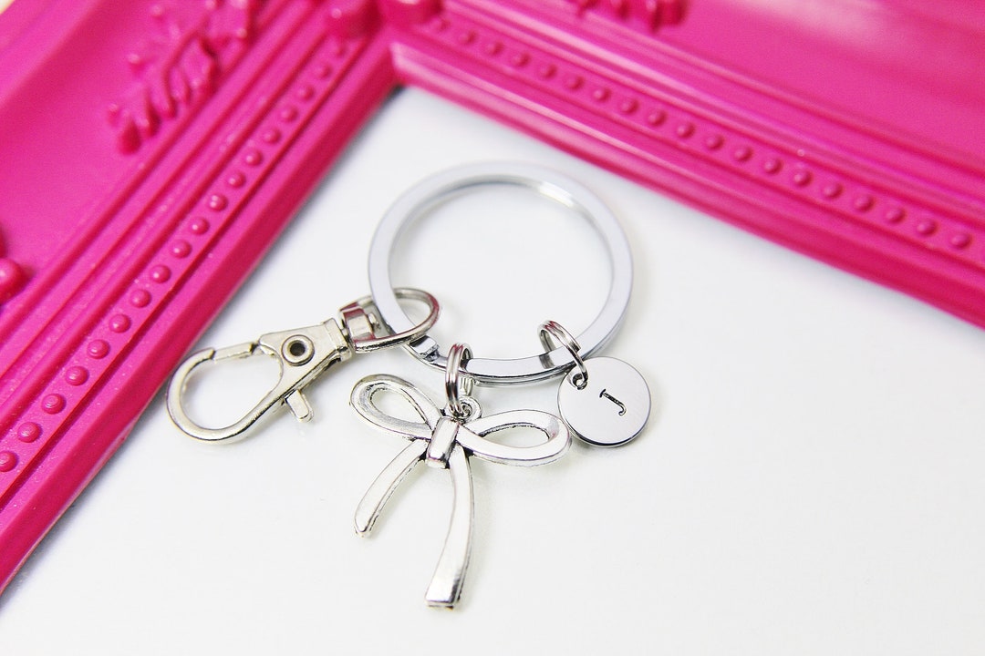 Bow Keychain Silver Bow Charm Keychain Gift Bow Charm Bow - Etsy