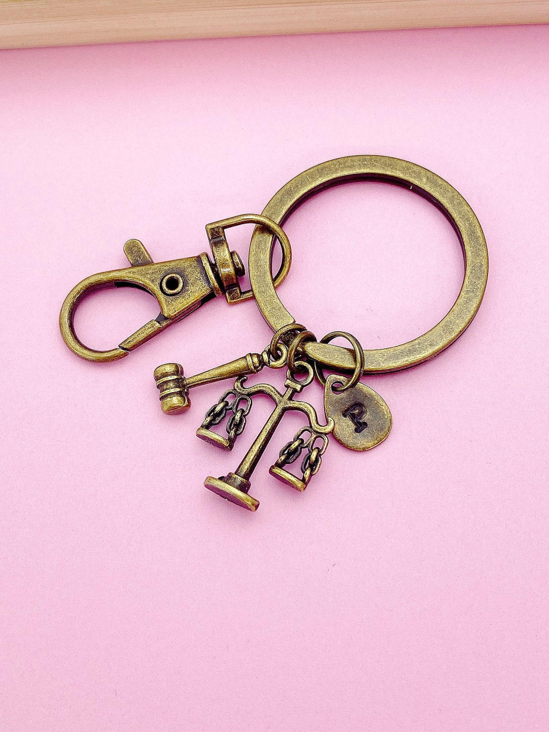 Bronze Lawyer Keychain Justice Scale Gavel Attorney Law School ...