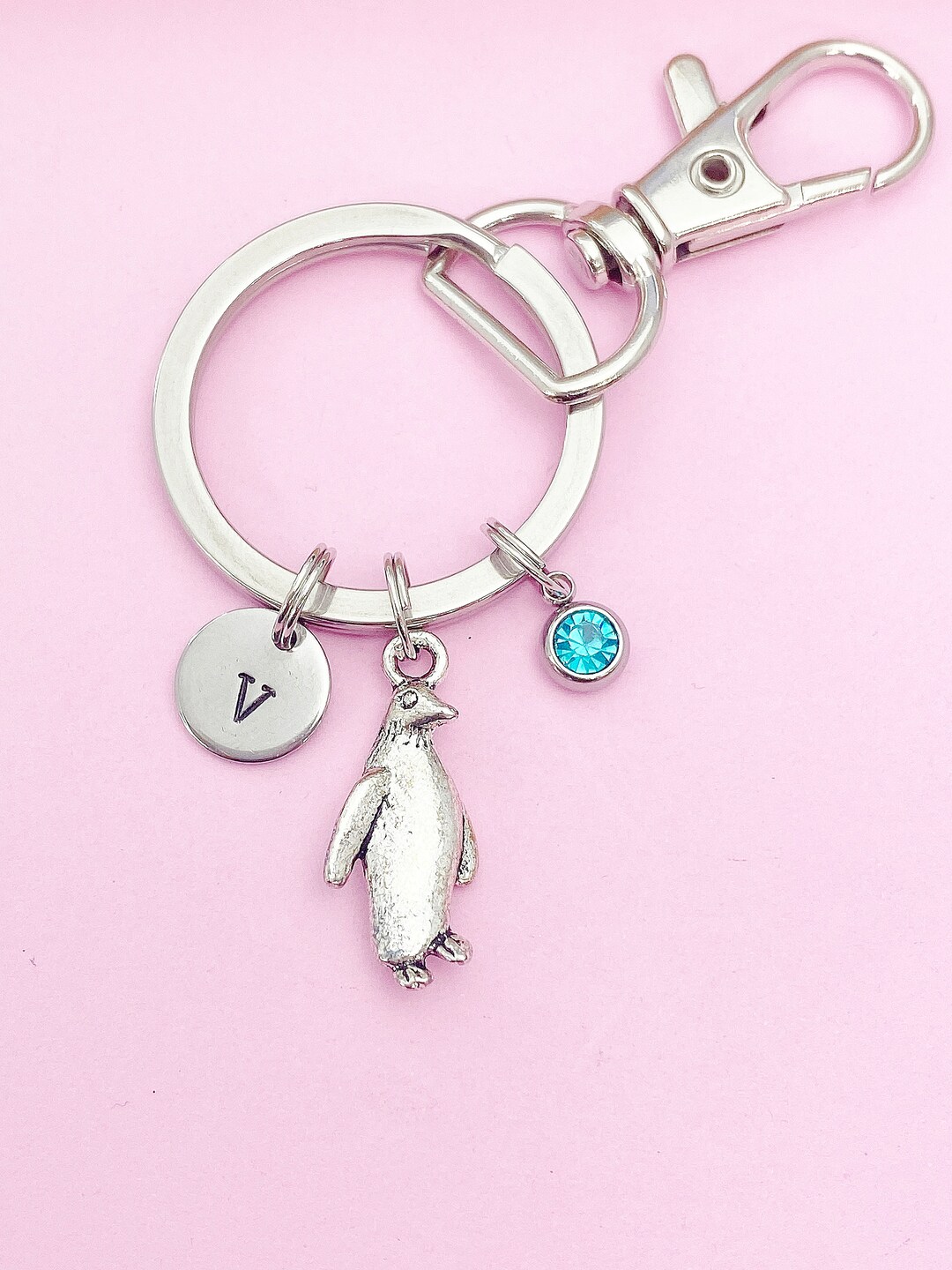 Silver Penguin Charm Keychain, Penguin Charm, Arctic Bird Charm ...