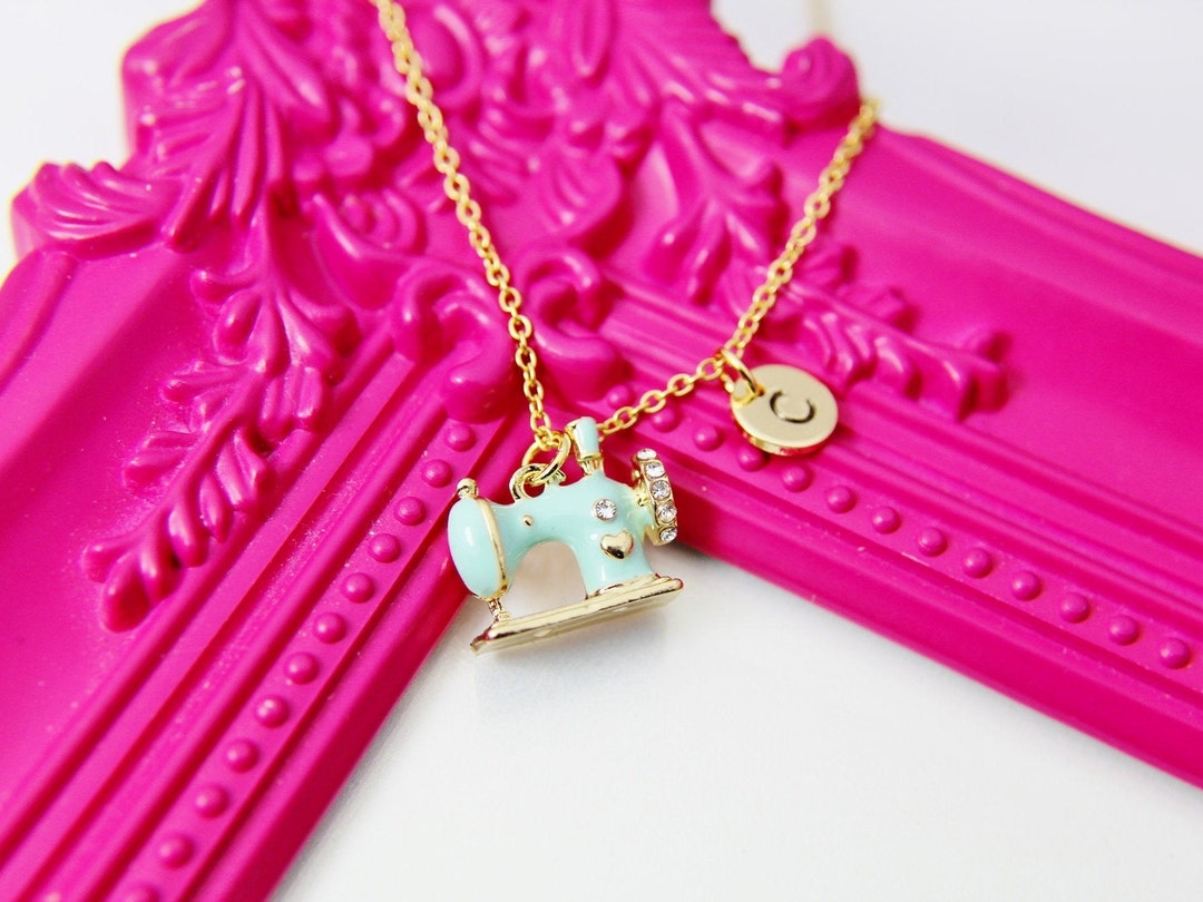 Sewing Machine Charm Necklace, Gold Sewing Machine Charm, Quilting ...