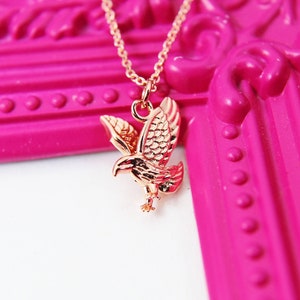 Rose Gold Eagle Necklace, Hawk Charm, Bird Charm, Animal Charm ...