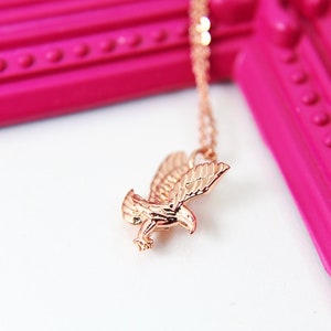 Rose Gold Eagle Necklace, Hawk Charm, Bird Charm, Animal Charm ...