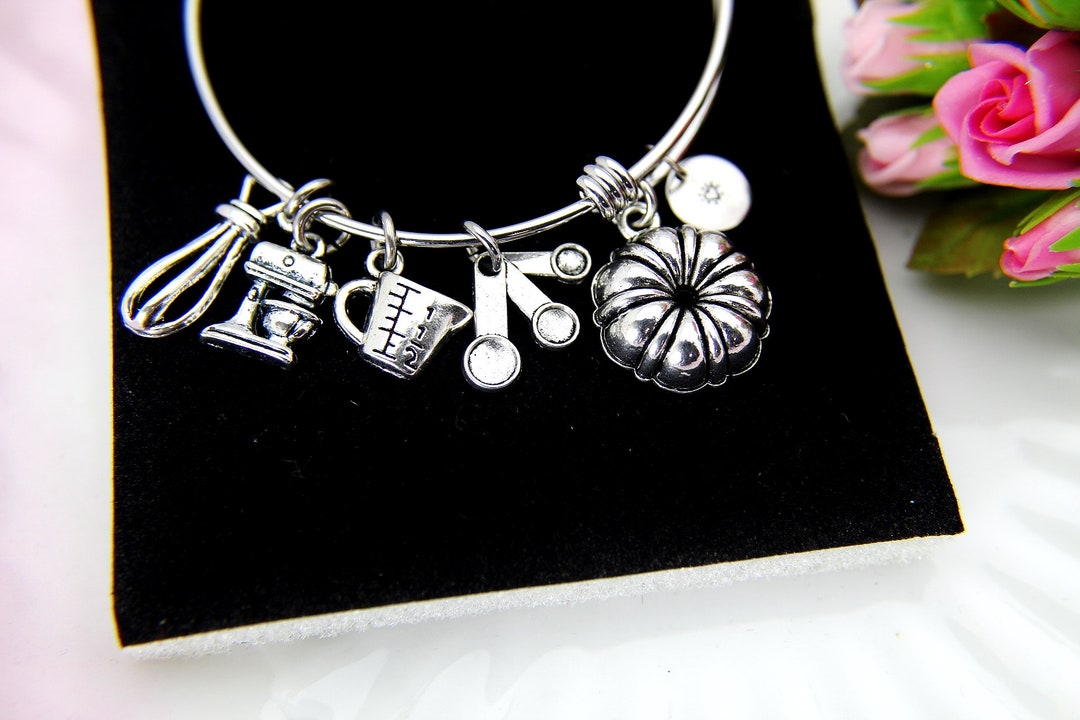 Baking Charm Bracelet, Baker Gift, Kitchen Mixer Charm, Measuring Cup ...