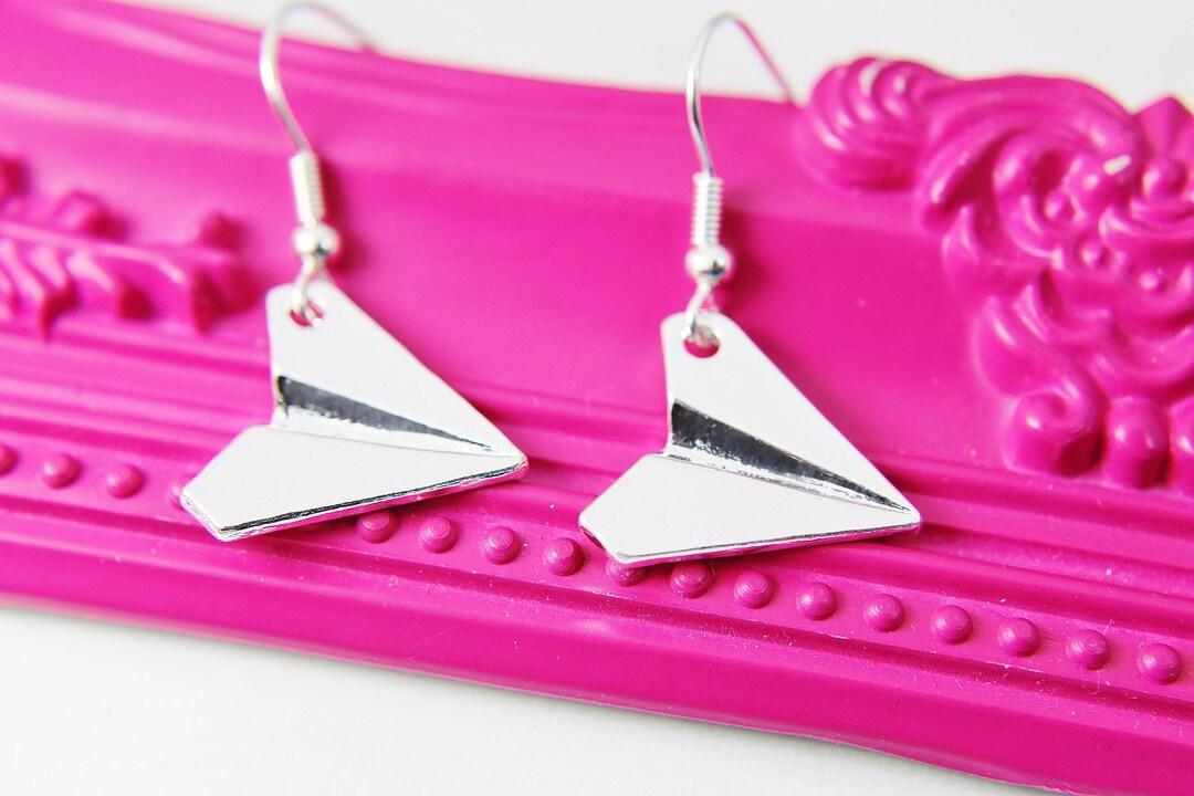 Silver Paper Plane Earrings, Paper Airplane Charms, Plane Charm ...