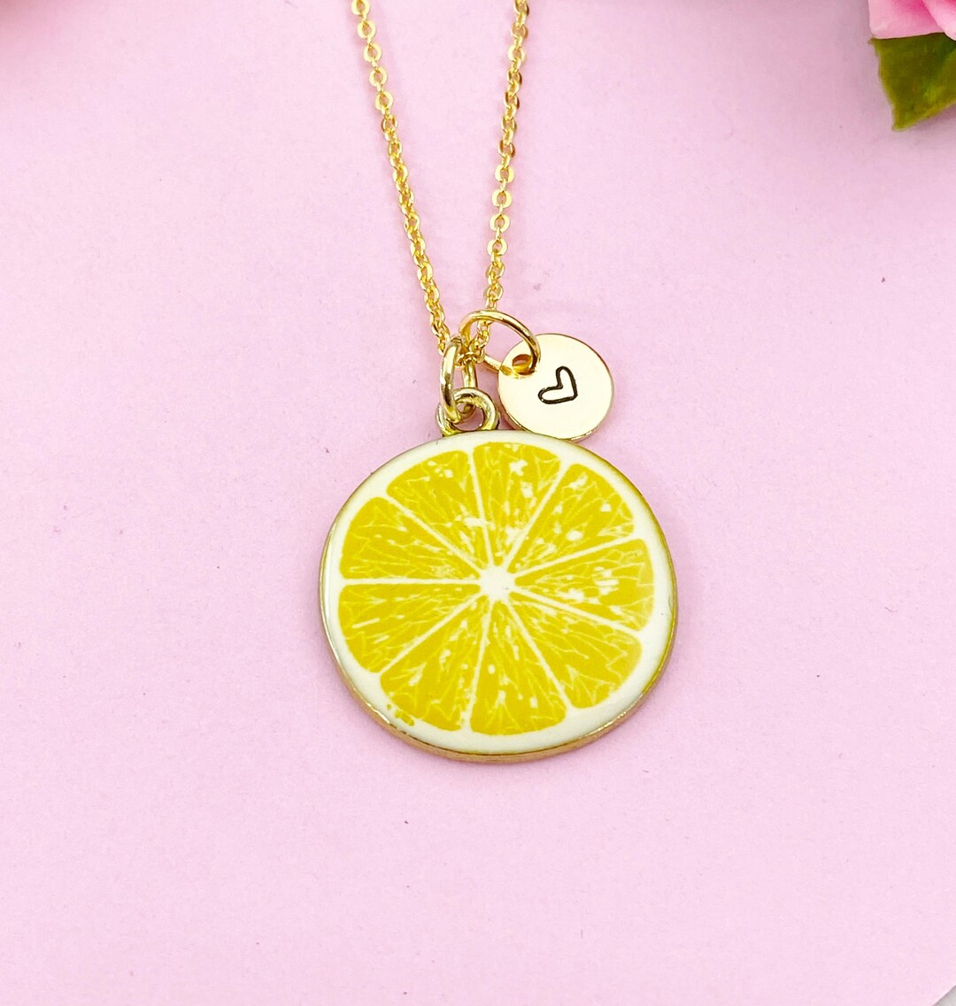 Lemon Slice Charm Gold Necklace, Foodie Jewelry, N6156 - Etsy