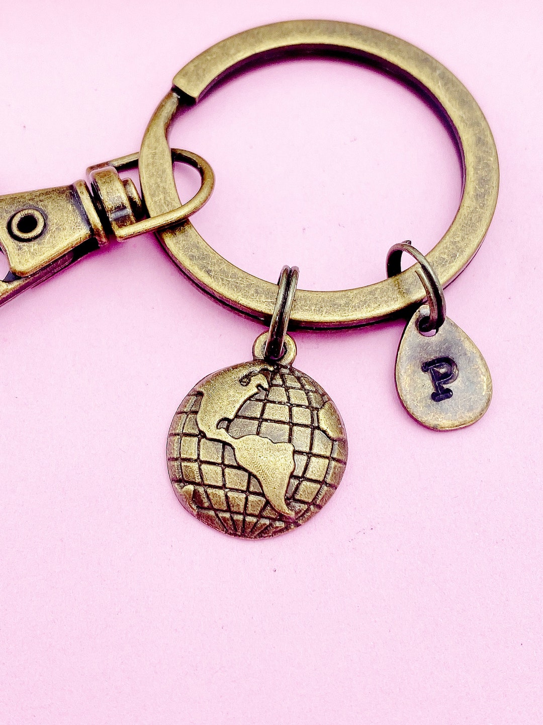 Bronze Globe Earth Charm Keychain Geography Cartography School Gifts ...