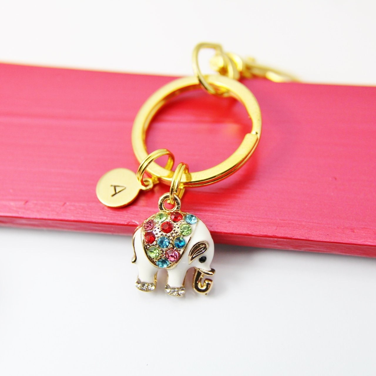 Gold Elephant Charm Keychain Gold Elephant Charm Animal - Etsy