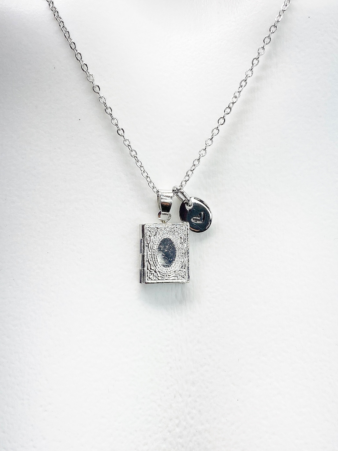 Silver Book Locket Necklace, Tiny Book Locket Gifts, Bookworm Gift ...