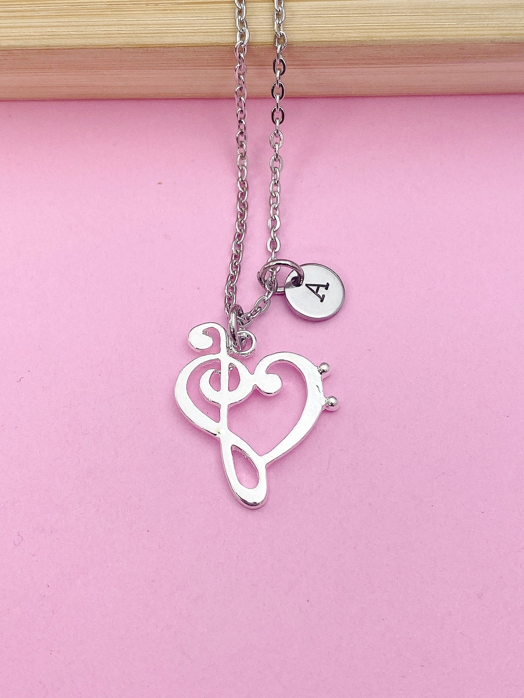 Silver Bass Clef Music Note Charm Necklace School Band Orchestra Choir ...