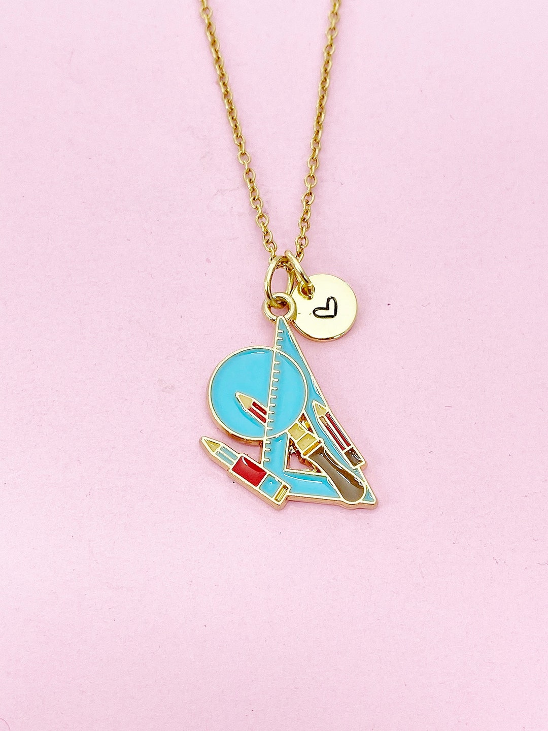 Gold Ruler Protractor Charm Necklace, Bracelet or Keychain Option ...