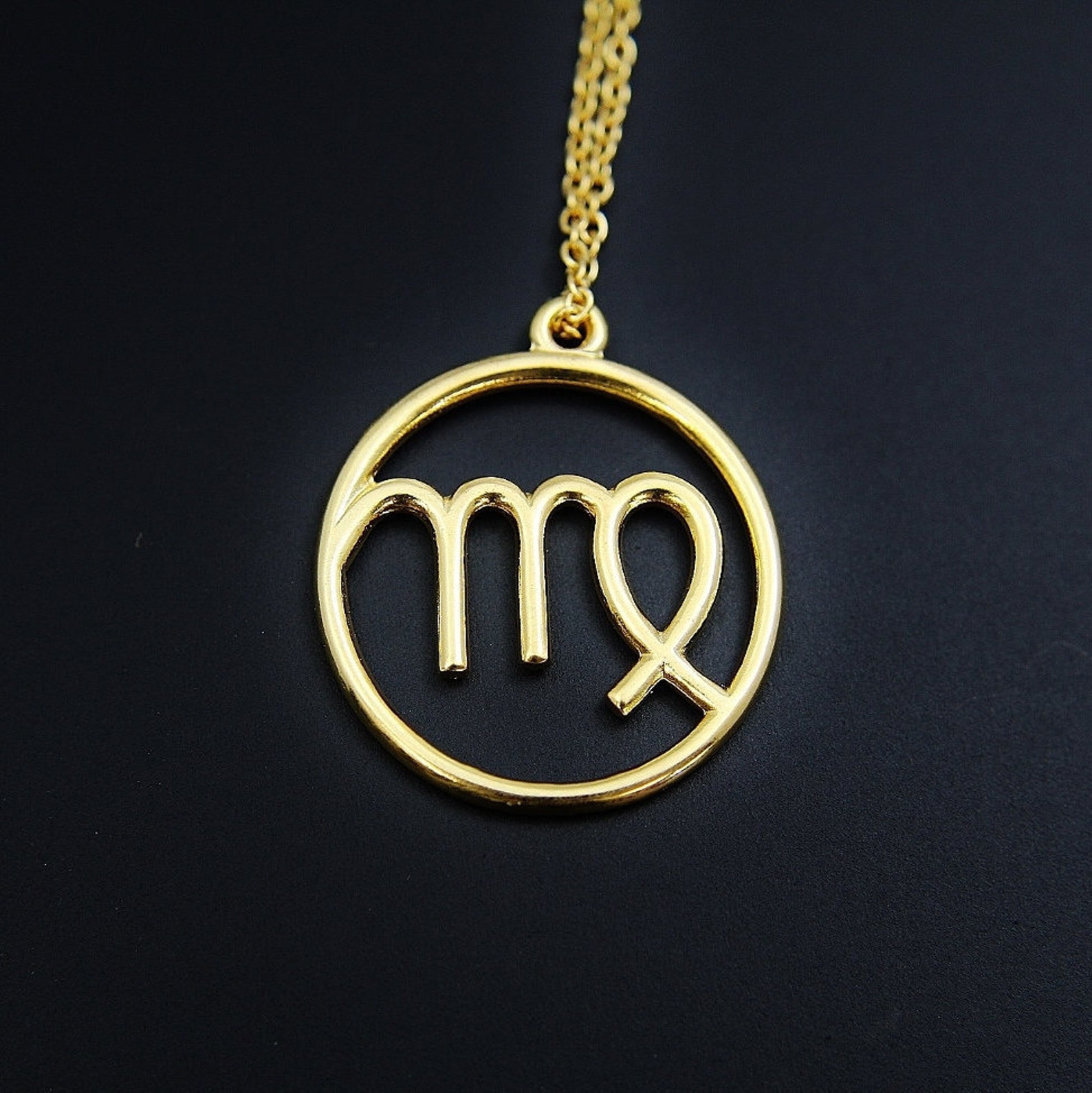 Gold Virgo Charm Necklace Virgo Zodiac Necklace Virgo Sign - Etsy