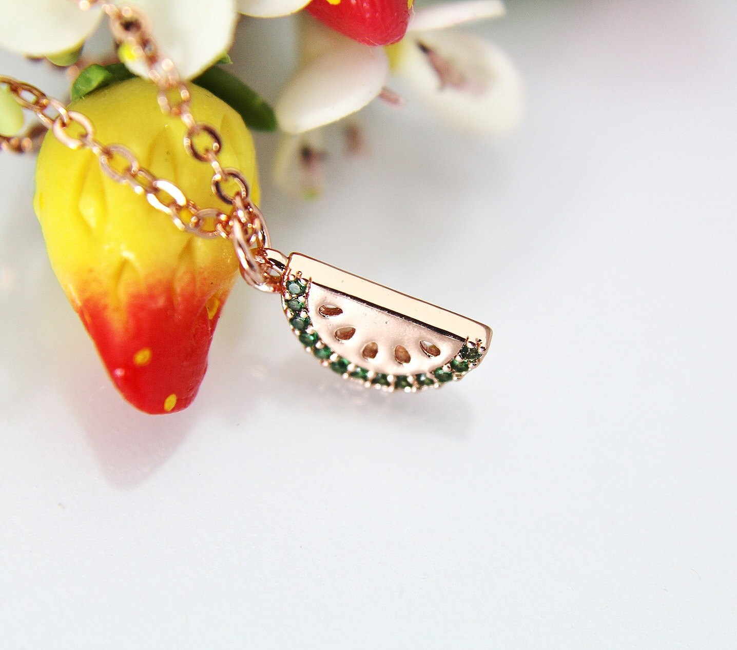 Watermelon Necklace Watermelon Charm Foodie Gift Fruit - Etsy