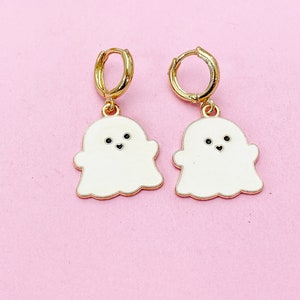 Gold Cute Ghost Charm Earrings, Halloween Jewelry, N3684B - Etsy