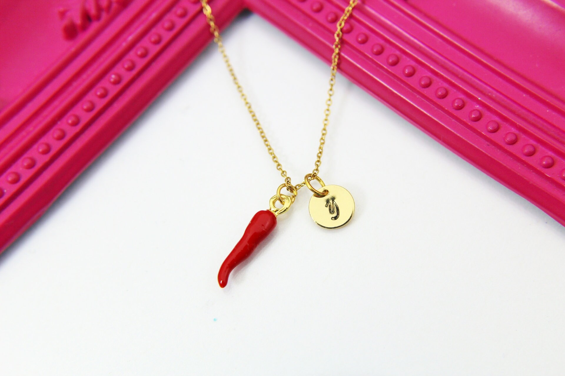 Gold Red Hot Chili Pepper Charm Necklace Red Chili Charm Red | Etsy