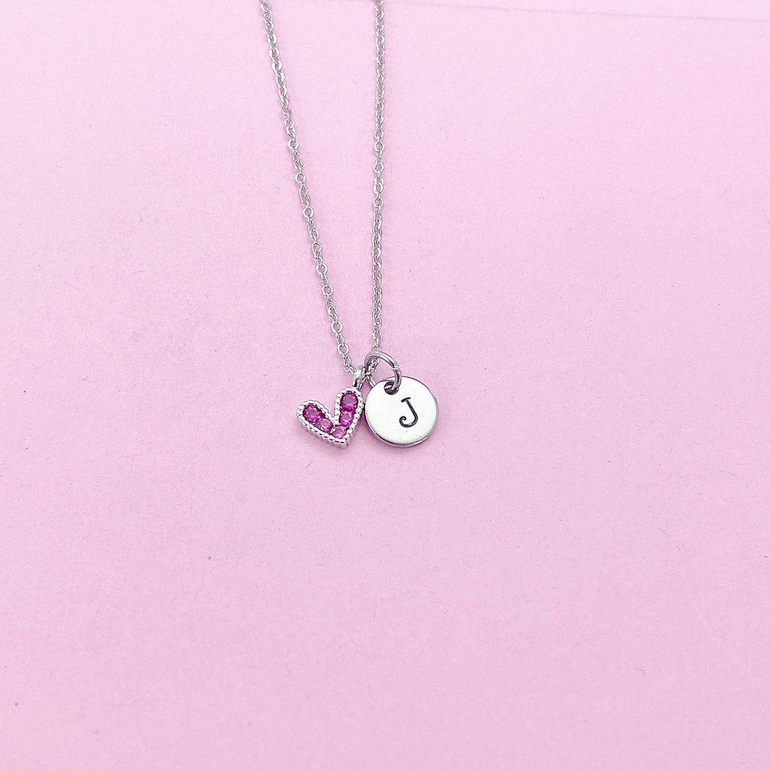 Silver Tiny Heart Charm Necklace, N2347A - Etsy