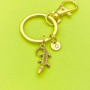 Gold or Silver Alligator Keychain, Finish Option, Personalized ...