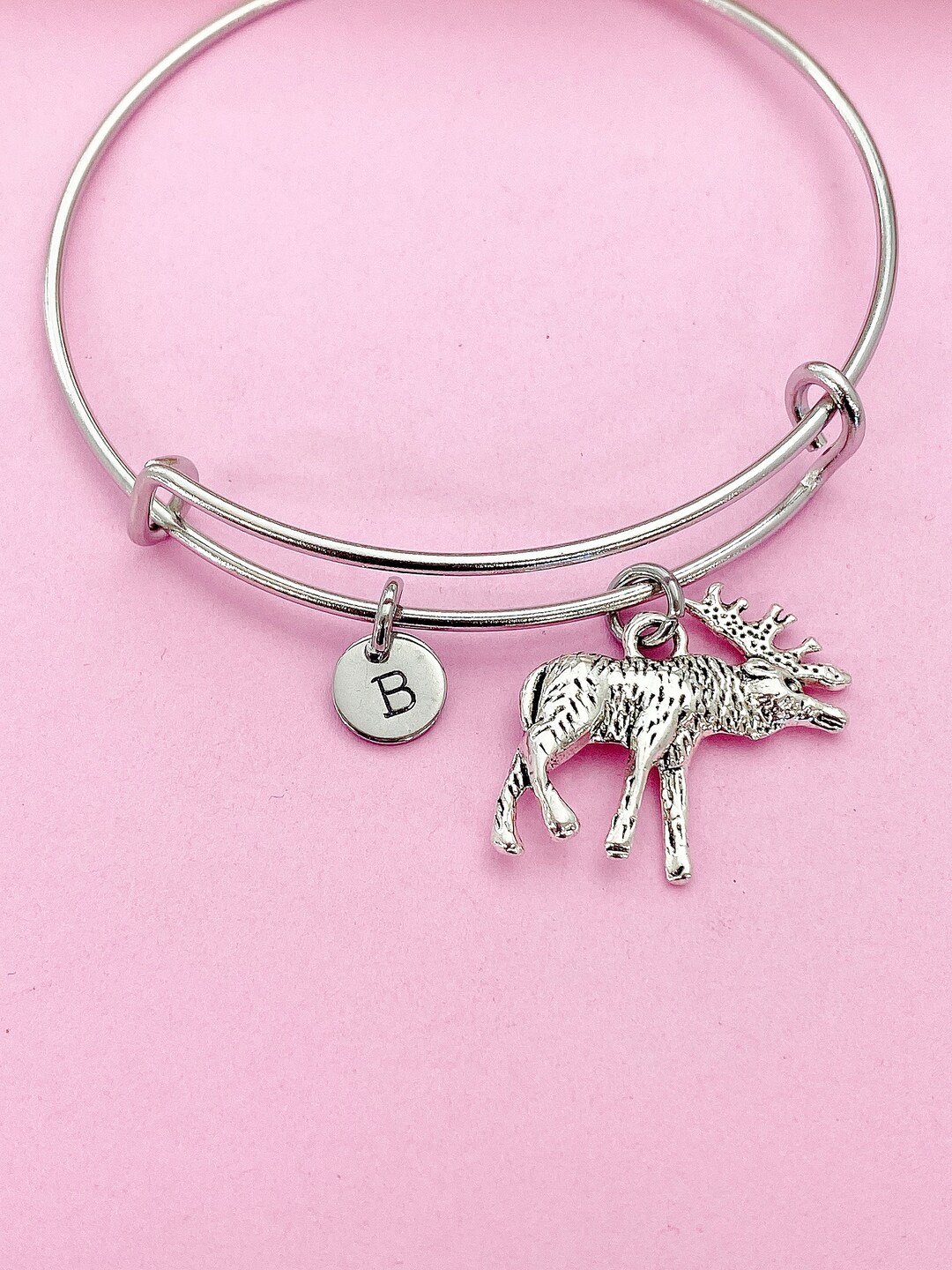 Silver Elk Charm Bracelet, Personalized Customize Charm Jewelry, N2126A ...