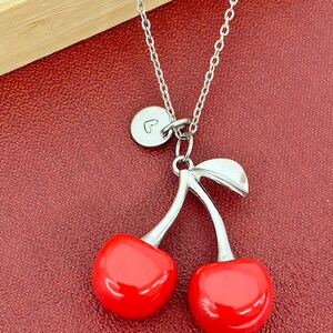 Silver Large Red Cherry Charm Necklace Christmas Gifts for Friends ...