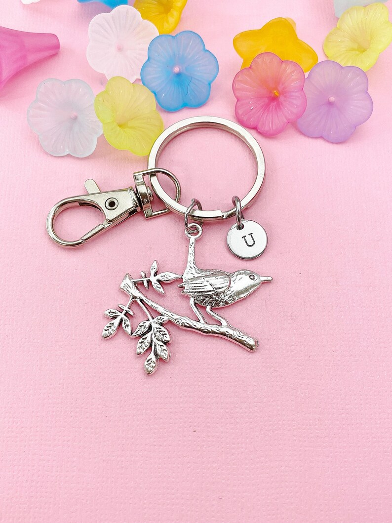 Bird on Tree Branch Charm Keychain – Nature Inspired Accessory for Bird ...