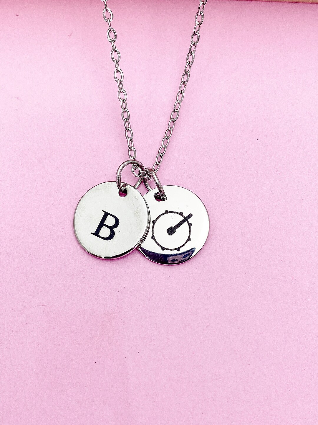 Silver Bass Drum Charm Necklace Music Instrument School Marching Band ...