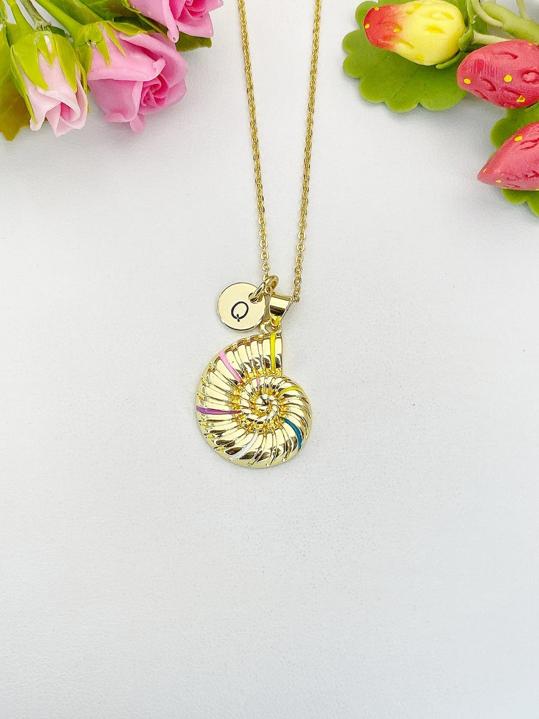 18K Gold Plated Nautilus Shell Pendant Necklace – Dainty Beach Lover ...