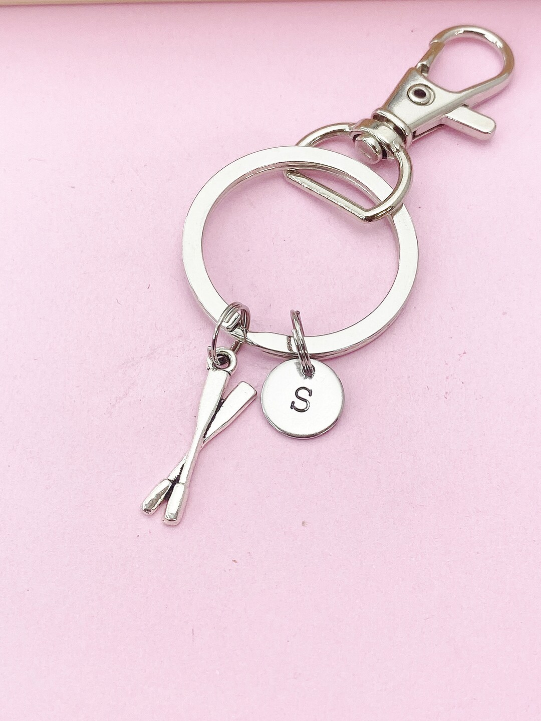 Silver Oars Charm Keychain, Rowing Keychain, Crew Oars Charm Key Ring ...