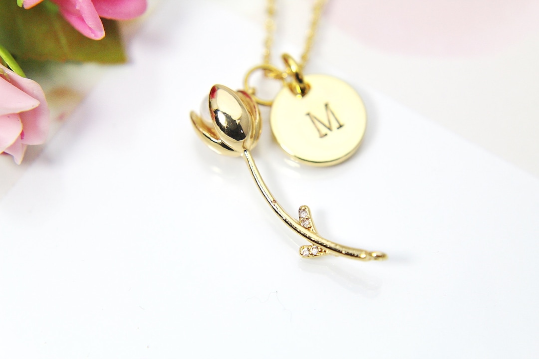 Gold Tulip Charm Necklace 18K Gold Plated Flower Tulip Charm - Etsy