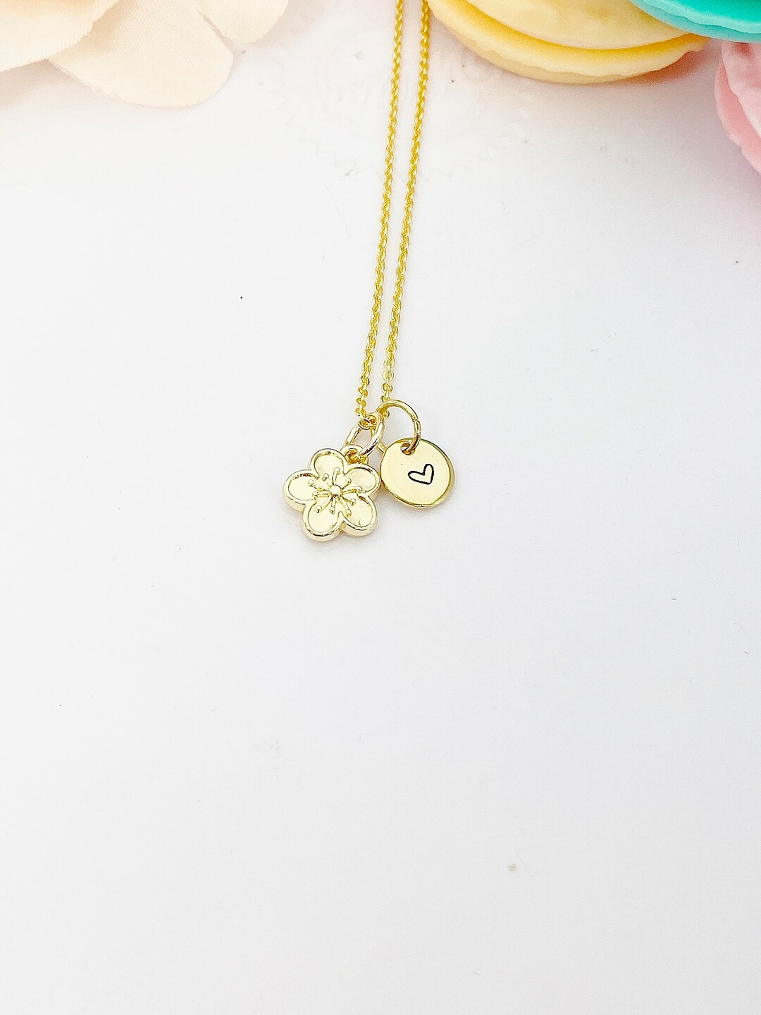 Gold Japanese Cherry Blossom Necklace, Gold Sakura Flower Necklace ...