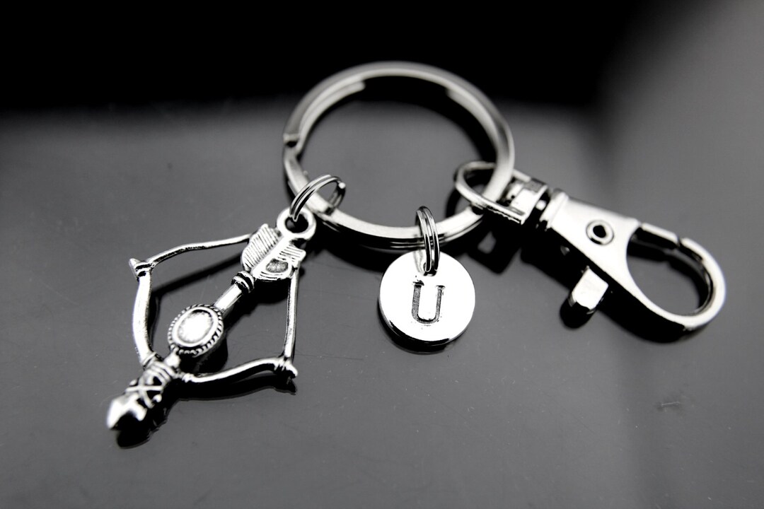 Silver Arrow and Bow Charm Keychain, Sagittarius Arrow Bow Pendant ...