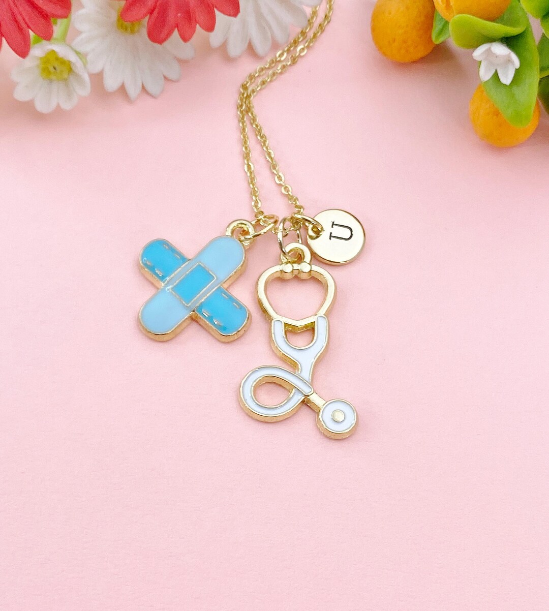 Bandages Stethoscope Charm Necklace – Medical Jewelry Gift for Nurses ...