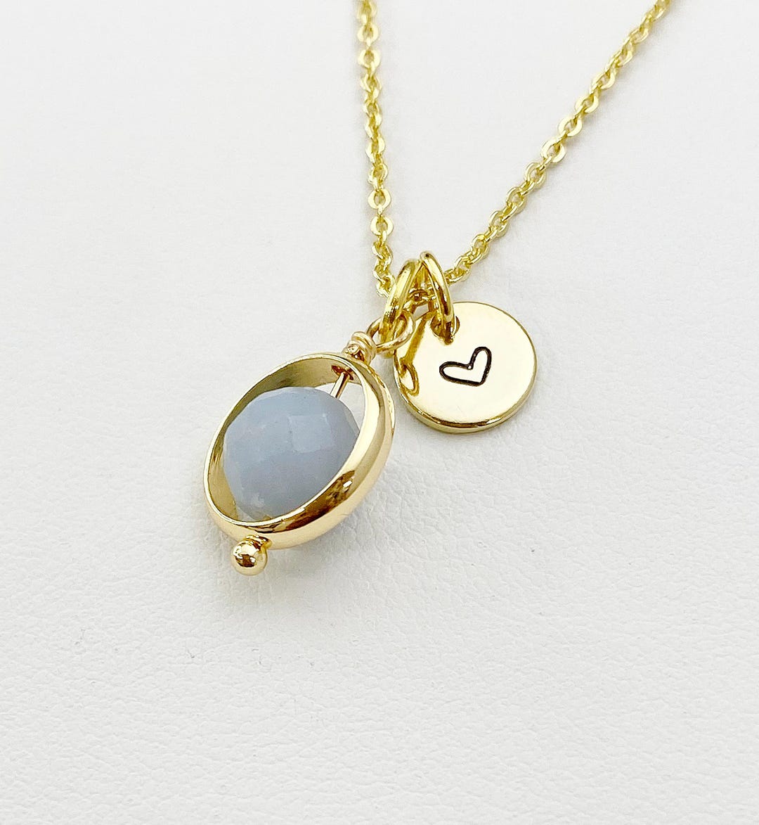 Angelite Necklace in Gold or Silver, Natural Angelite Gemstone Jewelry ...