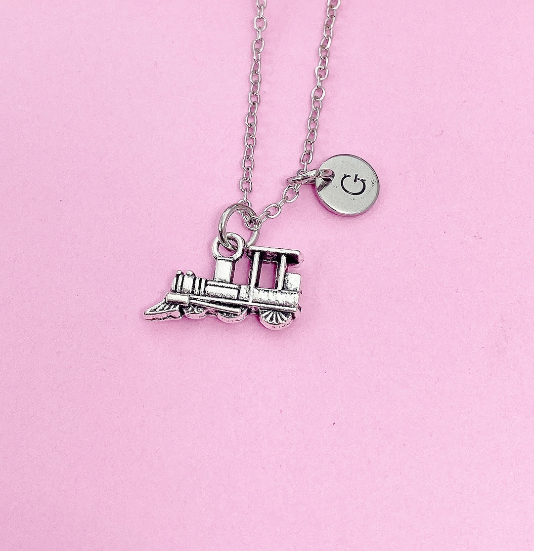 Silver Train Locomotive Necklace, Steam Train Charm, Steam Engine Train ...