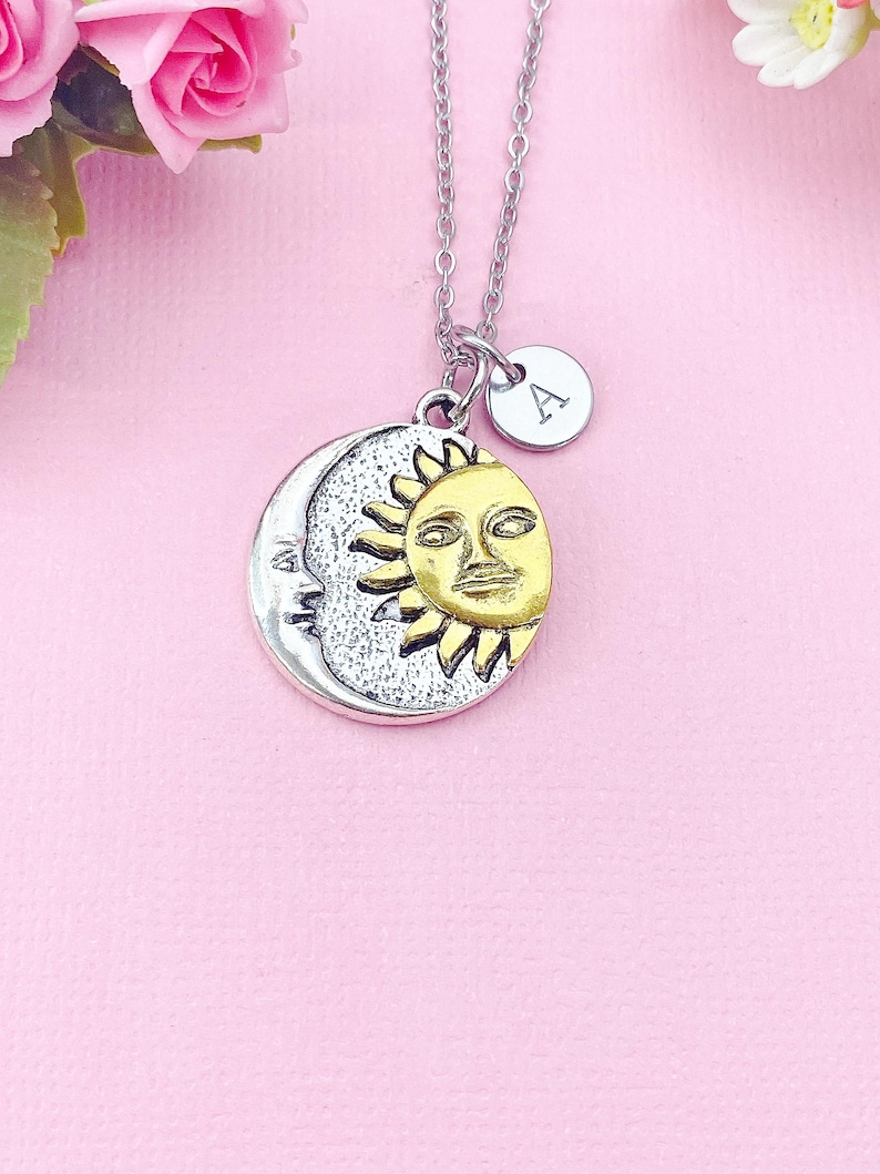 Sun Moon Charm Necklace, N6409 - Etsy