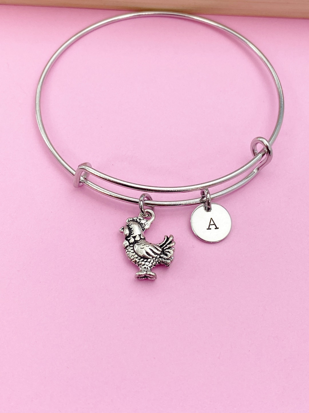 Silver Chicken Rooster Charm Bracelet, N554B - Etsy