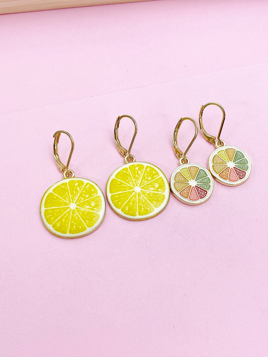 Gold Lemon Slice Charm Earrings, AN3221 - Etsy
