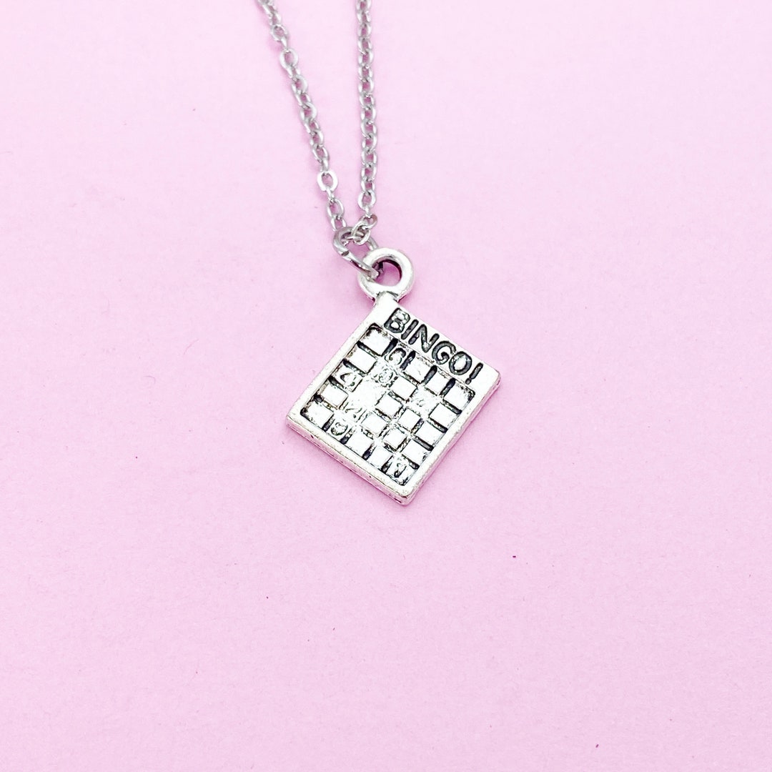 Silver Bingo Charm Necklace, Bingo Game Charm, Christmas Gift, N380 - Etsy
