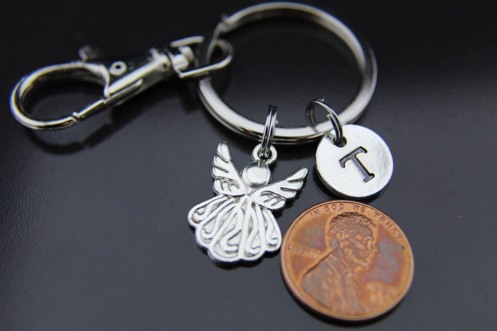 Guardian Angel Keychain Silver Guardian Angel Charm Keychain | Etsy