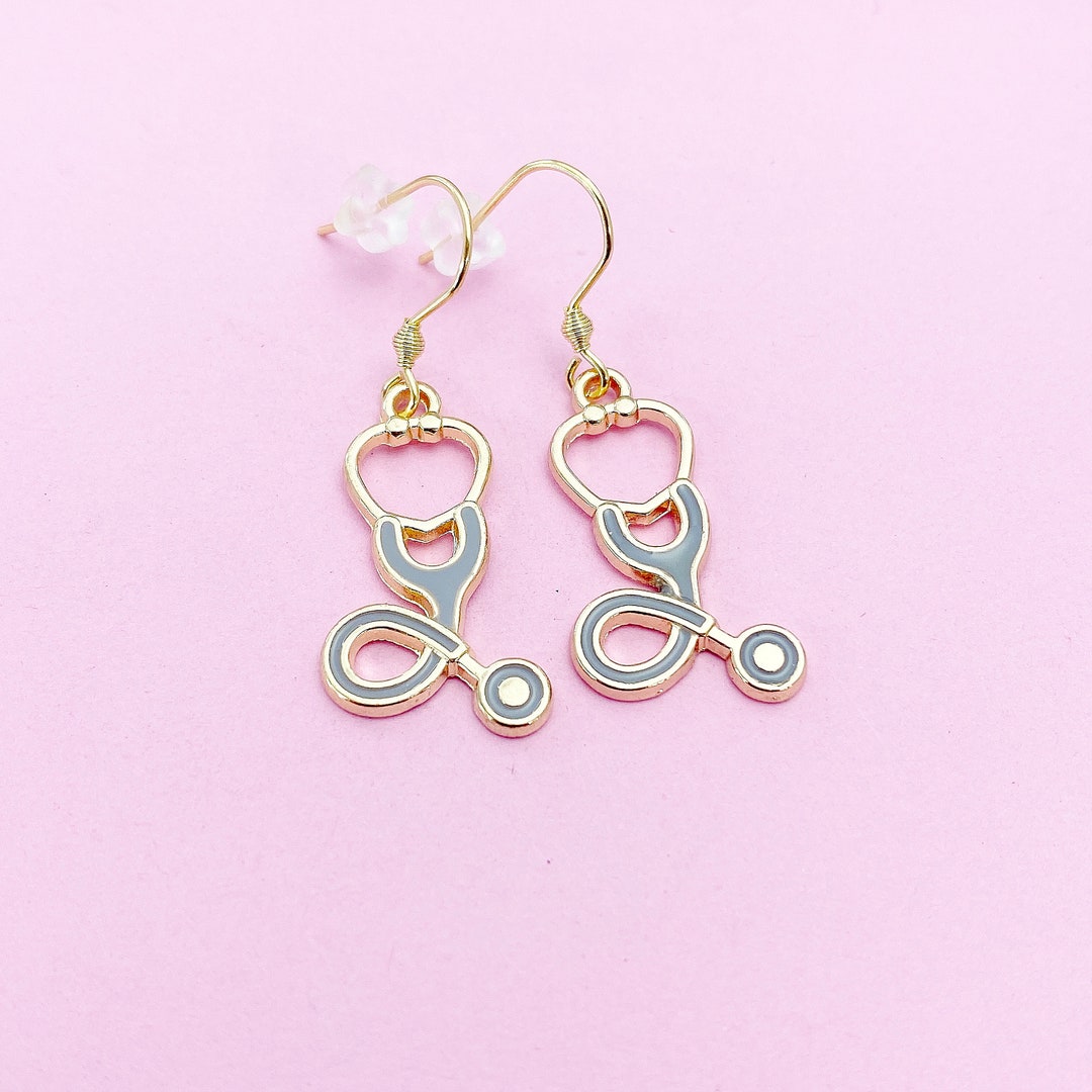 Stethoscope Earrings in Gold, Doctor Nurse Gifts, N1542B - Etsy
