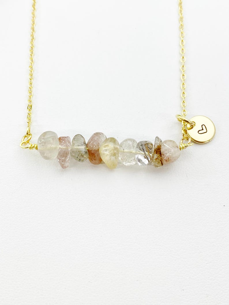 Rutilated Necklace, Gold Necklace, Natural Rutilated Quartz Gemstone ...