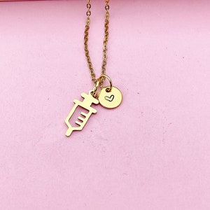 Gold Medical Injection Syringe Charm Necklace Best Christmas Gifts for ...