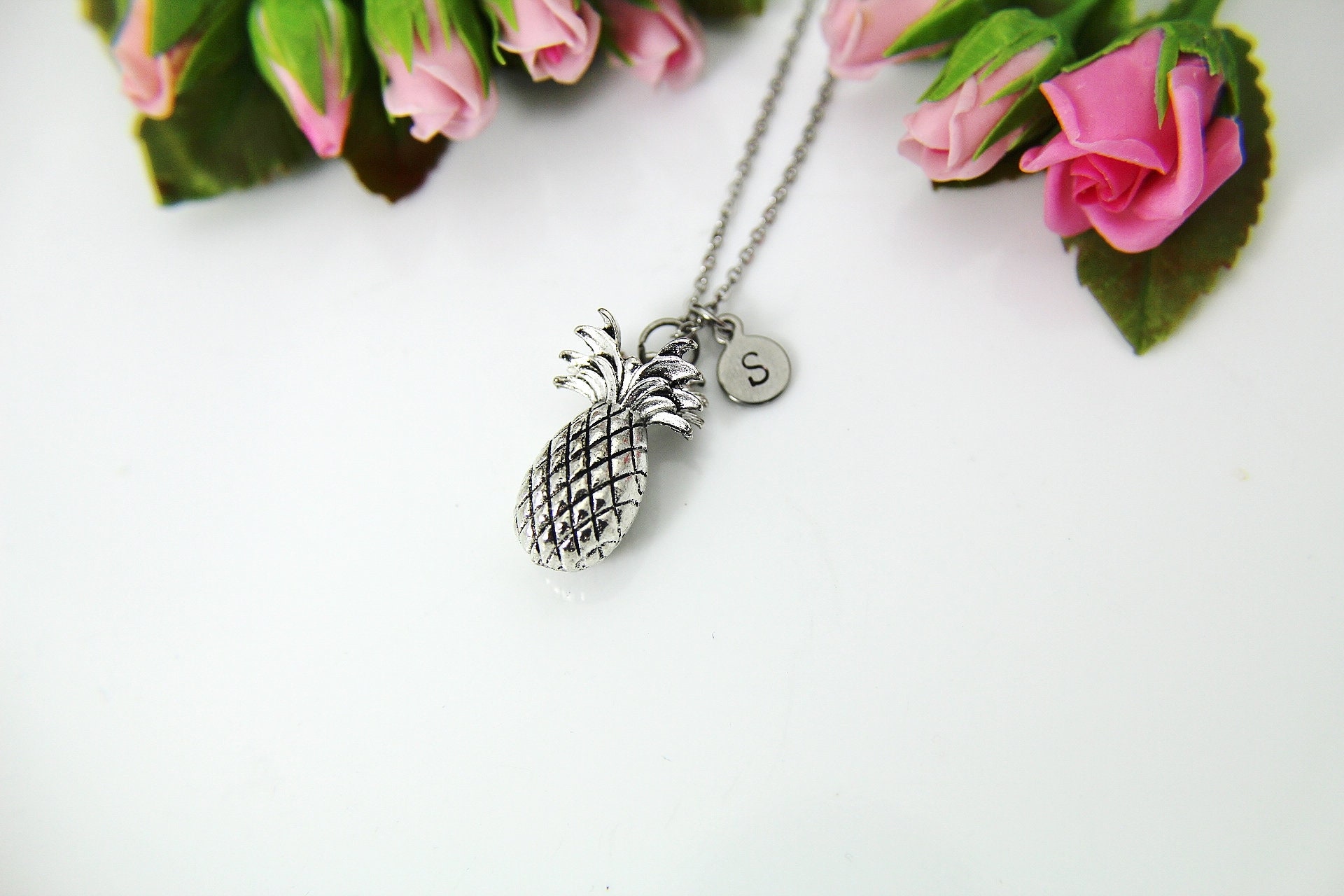 Pineapple Necklace Silver Pineapple Charm Necklace Pineapple - Etsy