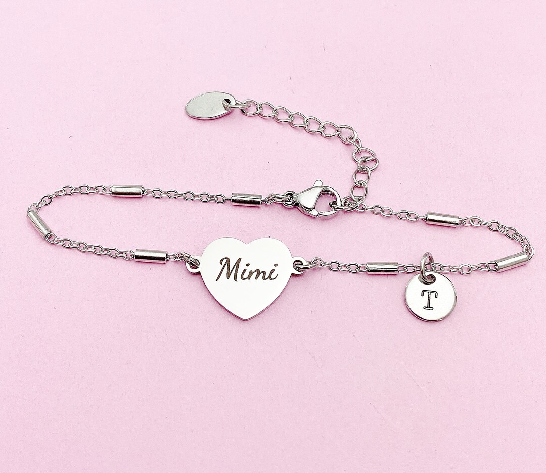 Mimi Bracelet, Stainless Steel Heart Bracelet, Mimi Jewelry, Mimi Gift ...