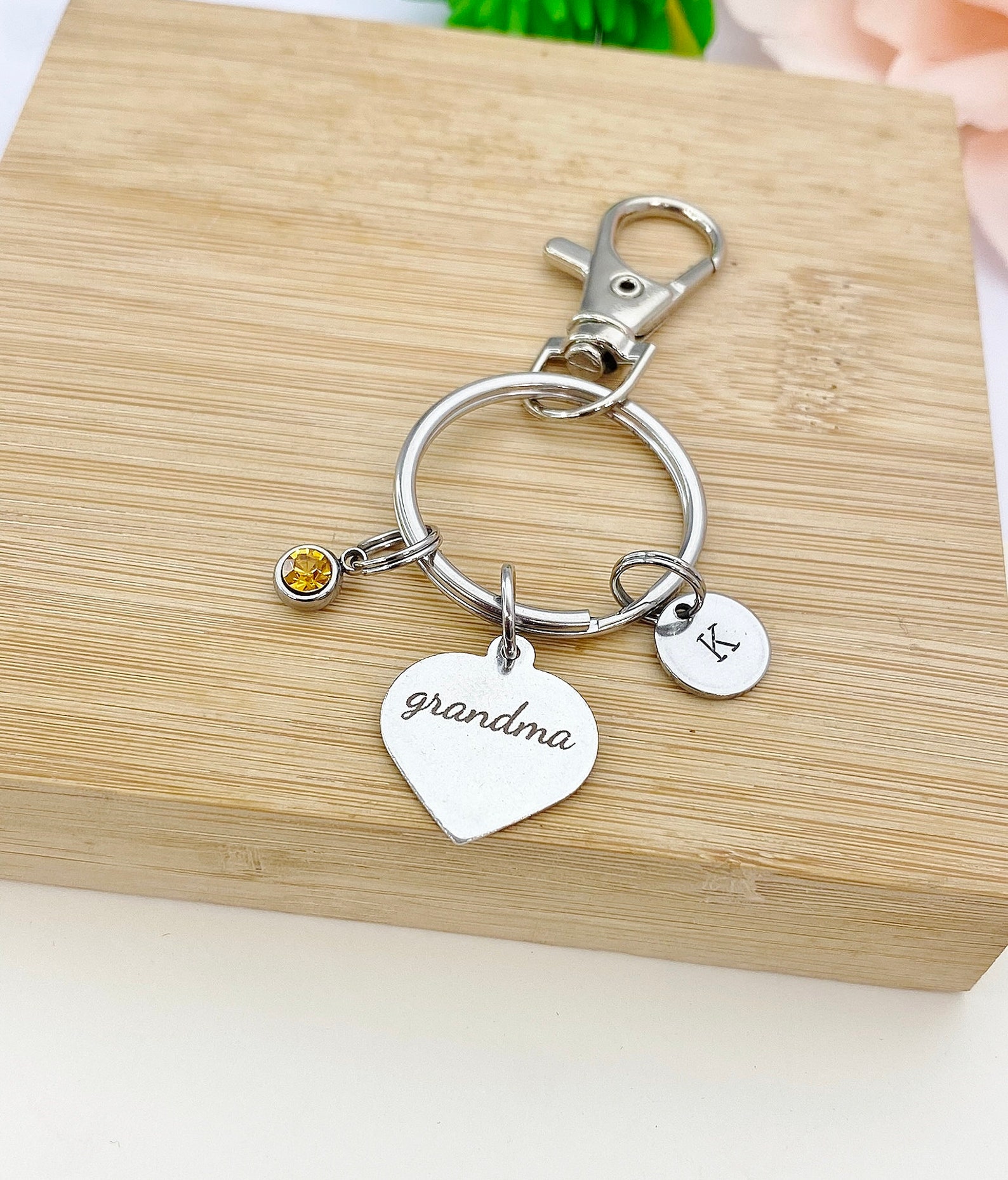 Grandma Heart Keychain Stainless Steel, Best Seller Christmas Gifts for ...
