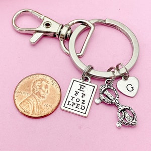 Ophthalmologist Keychain in Silver, Reading Glasses Eye Chart Glasses ...