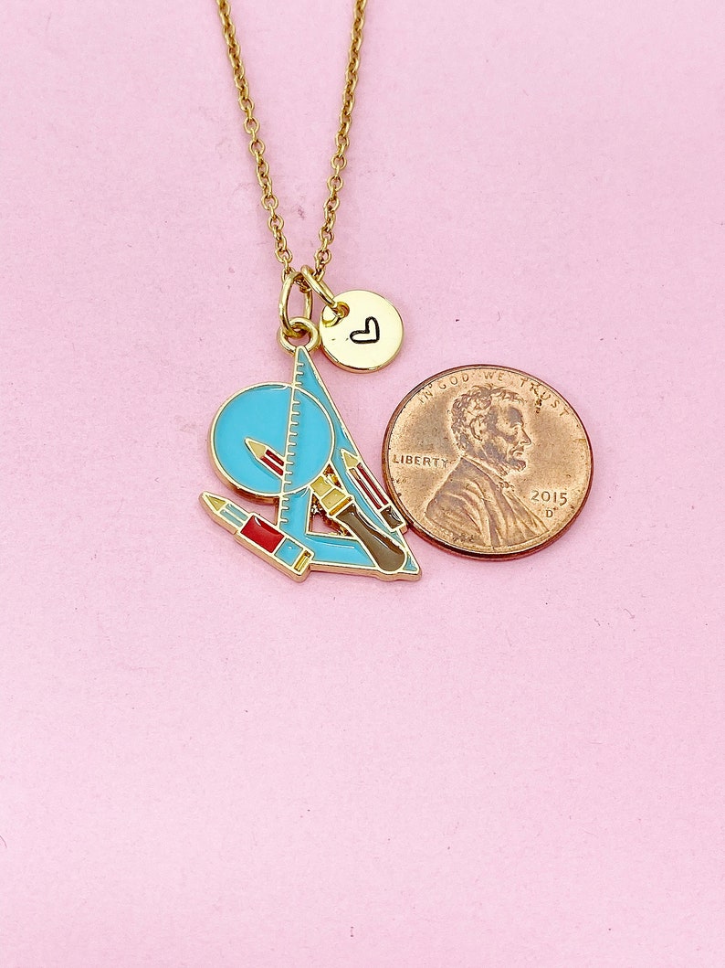 Gold Ruler Protractor Charm Necklace, Bracelet or Keychain Option ...