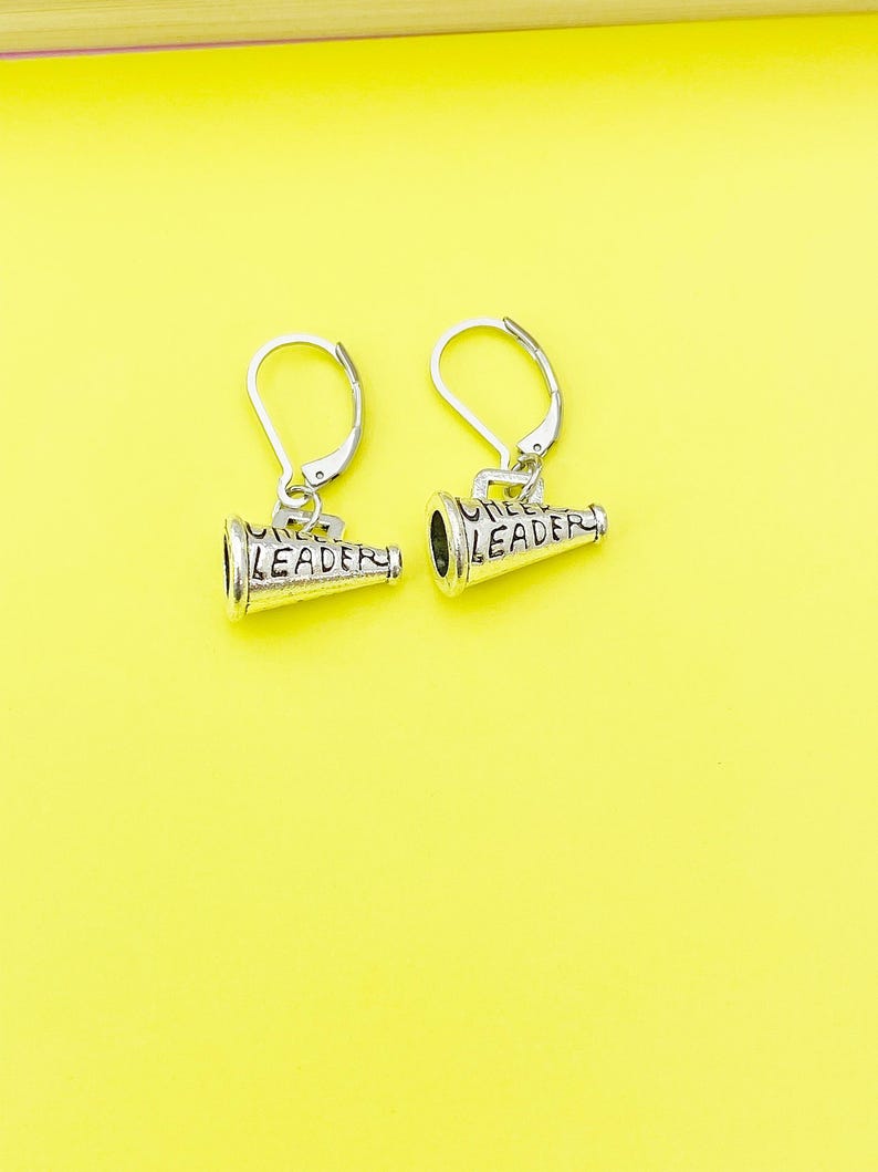 Silver Megaphone Cheerleader Charm Earrings, N5299B - Etsy