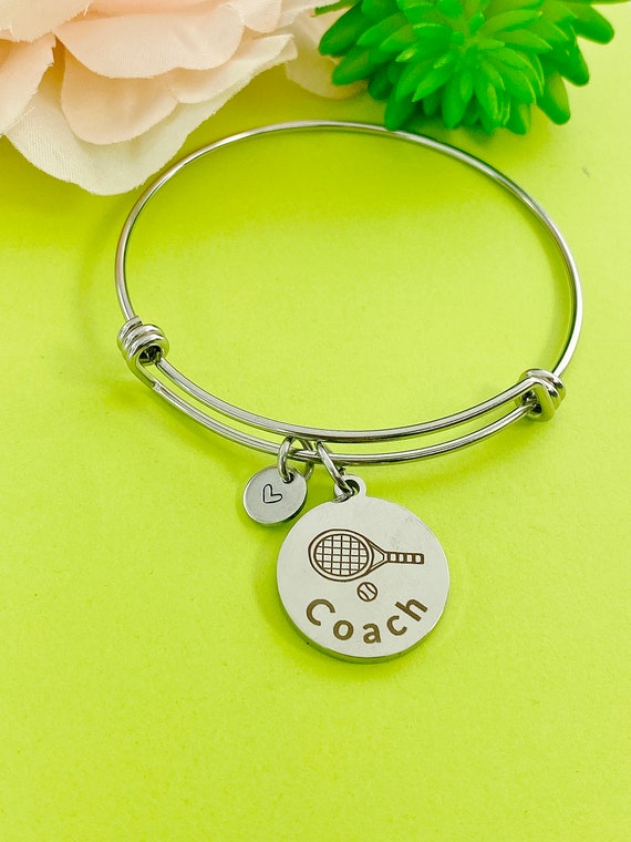 Silver Tennis Coach Bracelet Best Christmas Gifts for School Sport Coach Personalized Customized Monogram Jewelry D160