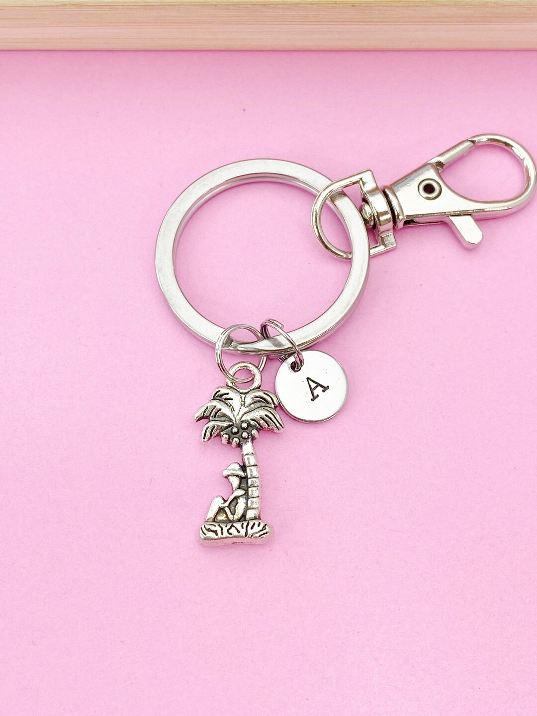 Silver Palm Tree Keychain, Coconut Tree Charm Keychain, N201 - Etsy