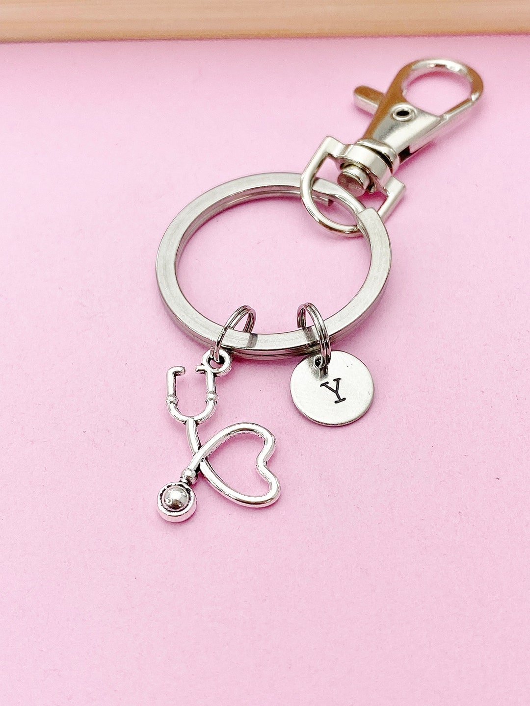 Silver Stethoscope Heart Charm Keychain, Gift Ideas, N1342 - Etsy